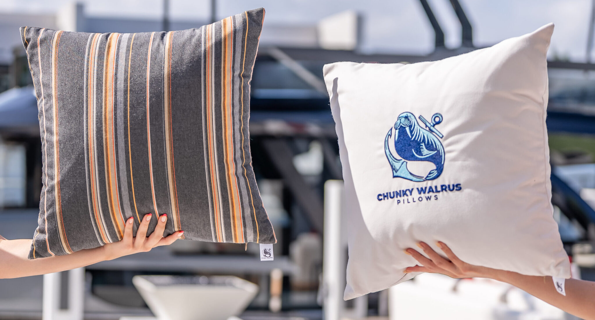 Luxury outdoor weighted pillows